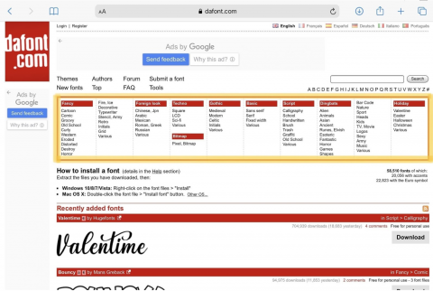 How to download the font for free from DaFont and install it on an iPad ...